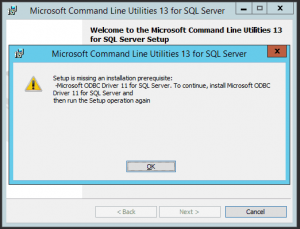 SQL Command Line Utilities Install fail due to missing ODBC driver