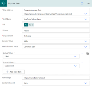 Easily update fields in a SharePoint list with Power Automate