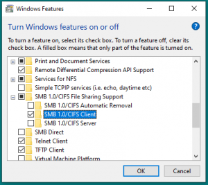 How to enable SMB1 on Windows 10